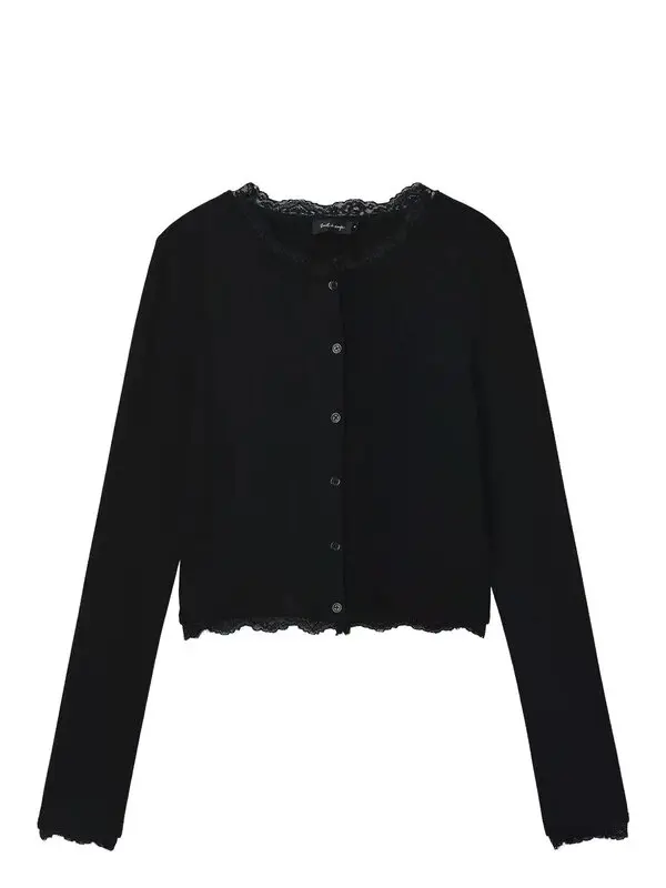 TOUT A COUP Lace-trim Cardigan - Black