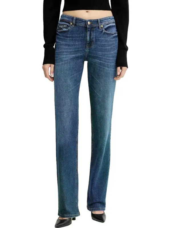 Versace Logo-patch Belt-loop Jeans - Blue