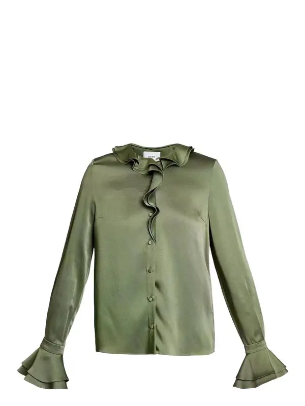 Erdem Cady Ruffled Long-sleeve Shirt - Green