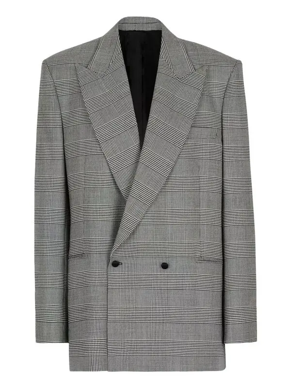 Balmain Prince Of Wales-check Button Blazer - Grey