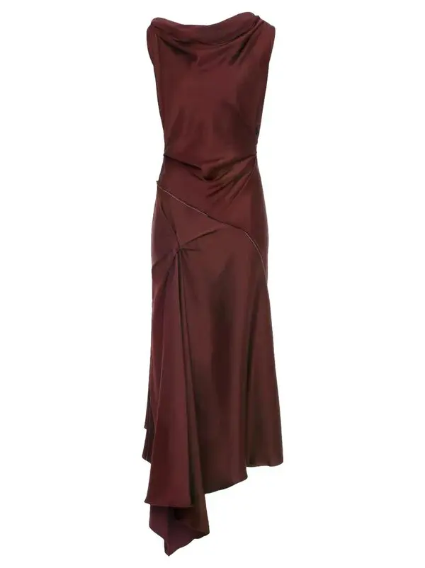 Victoria Beckham Posy Asymmetrical Drape Midi Dress - Red