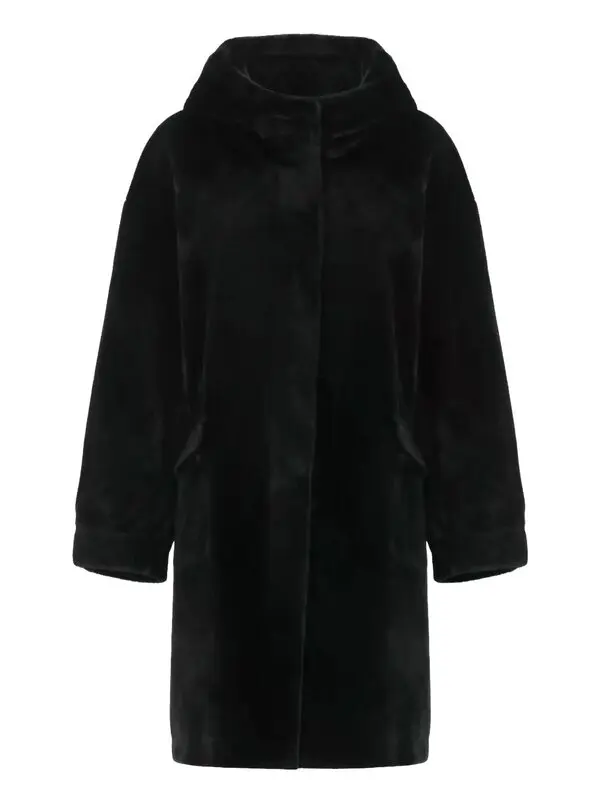 BETTA CORRADI Faux-fur Hooded Coat - Black