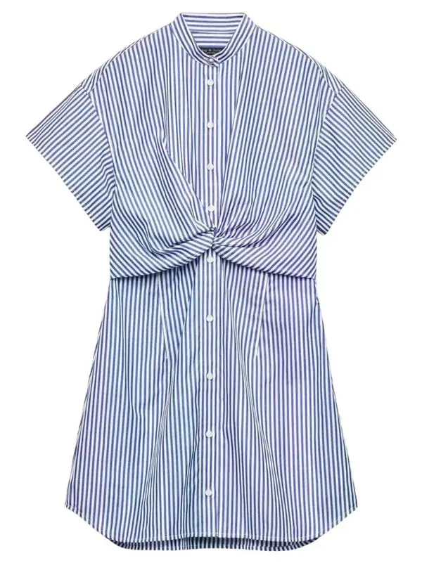 Rag & Bone Gretchen Stripe Twist-front Dress - Blue