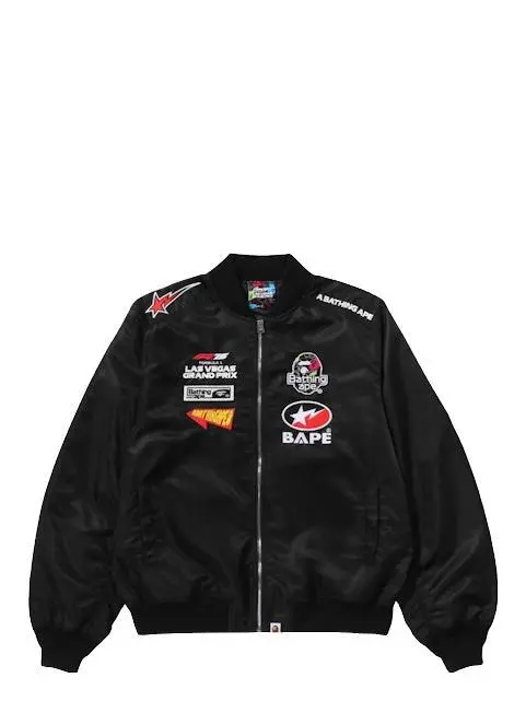 BAPE X F1lv Logo Bomber Jacket - Black