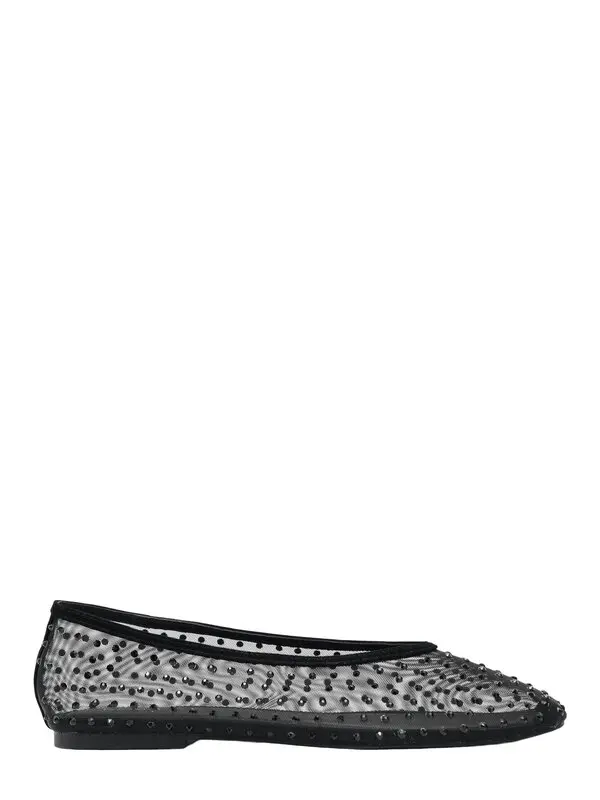 REISS Dina Mesh Embellished Ballet Flats - Black
