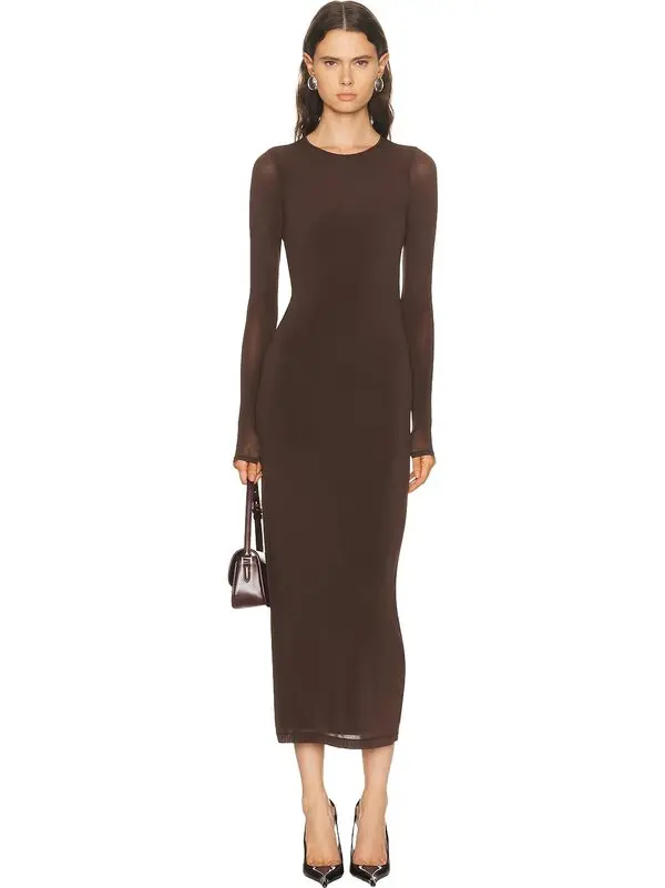 Wardrobe.NYC Sheer Midi Dress - Dark Brown