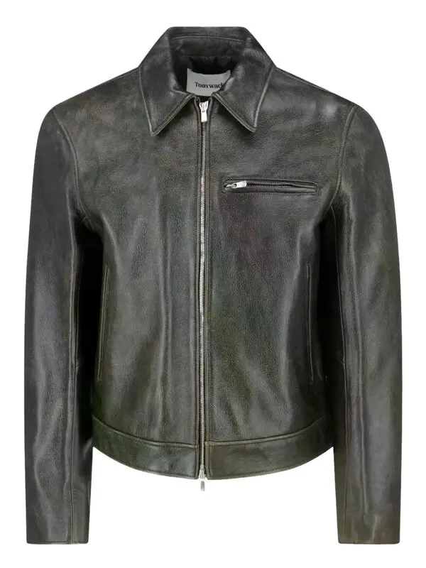 TONYWACK Zip-up Leather Jacket - Black