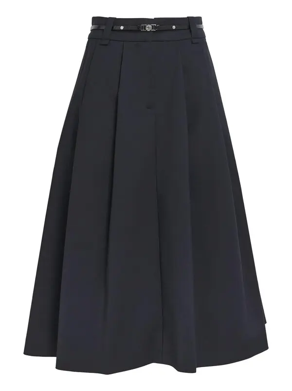 Maje Cotton-blend Belted Midi Skirt - Blue
