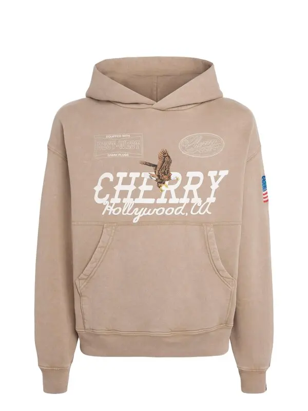 CHERRY LOS ANGELES Cotton Logo Print Hoodie - Brown