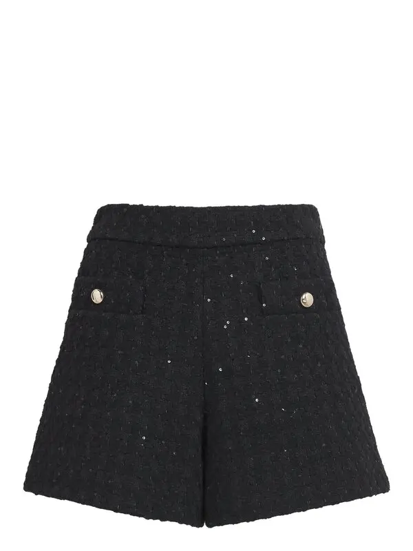 Maje Tweed Shorts With Sequins - Black