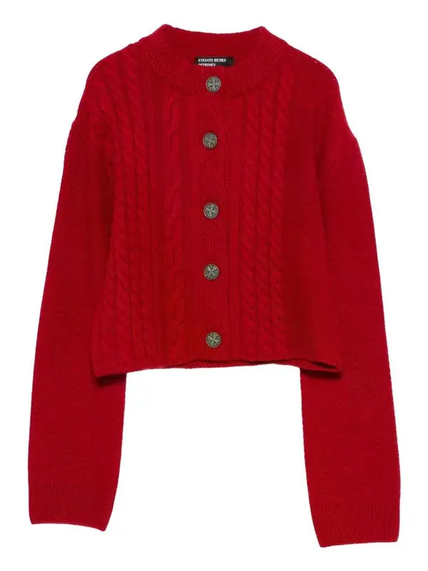 Enfants Riches Déprimés Cable Knit Cropped Cardigan - Red