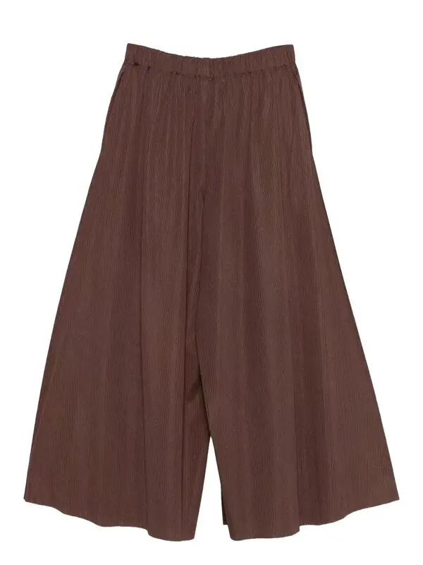 Issey Miyake Pleated Cropped Trousers - Brown