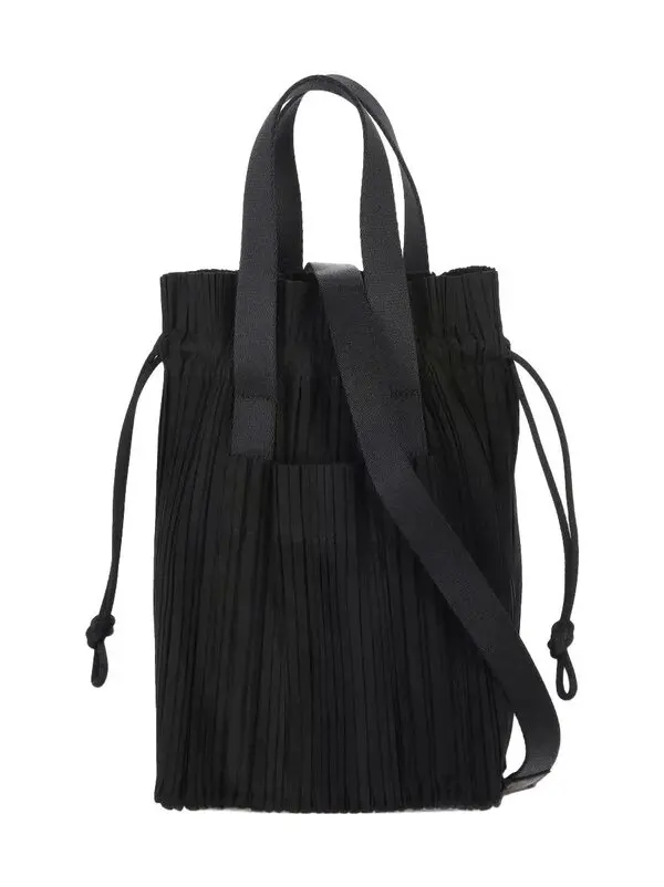 Issey Miyake Pleated Drawstring Tote - Black
