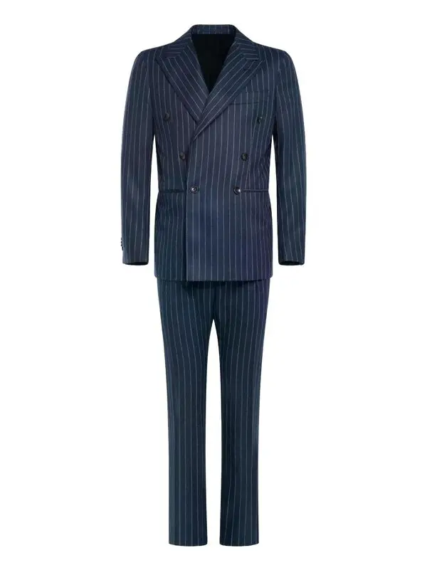 FRANZESE COLLECTION Double-breasted Pinstripe Suit - Blue