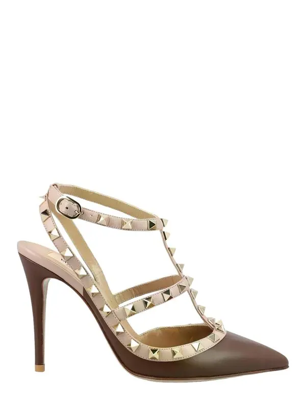 Valentino Garavani Heeled Pumps With Studded Straps - Brown