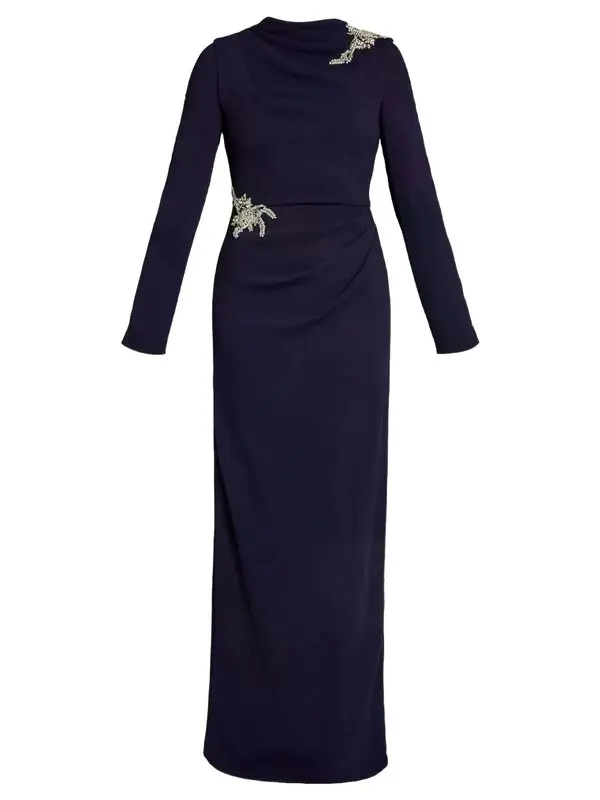 Erdem Embellished Long-sleeve Gown - Blue