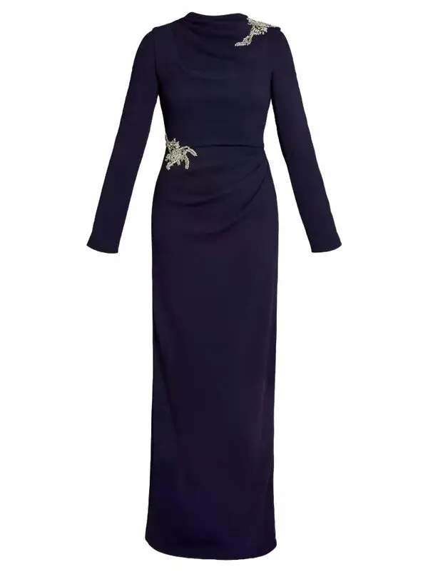 Erdem Embellished Long-sleeves Gown - Blue