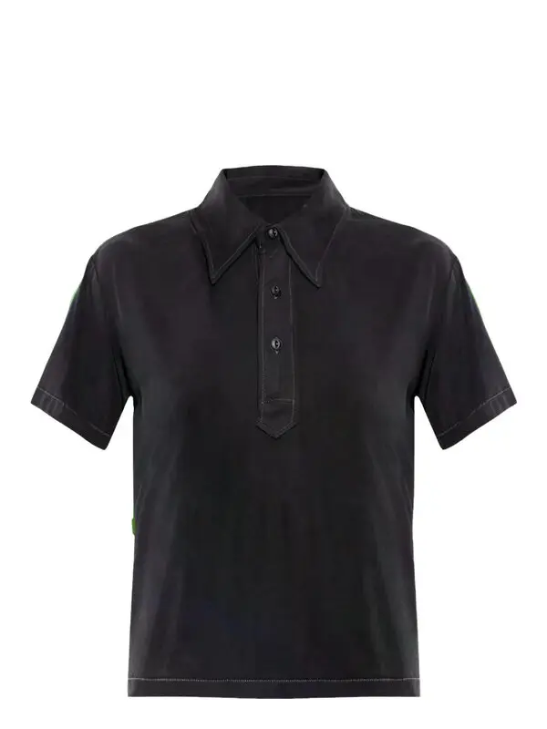 MAISON MARGIELA Button Short-sleeve Polo Top - Black