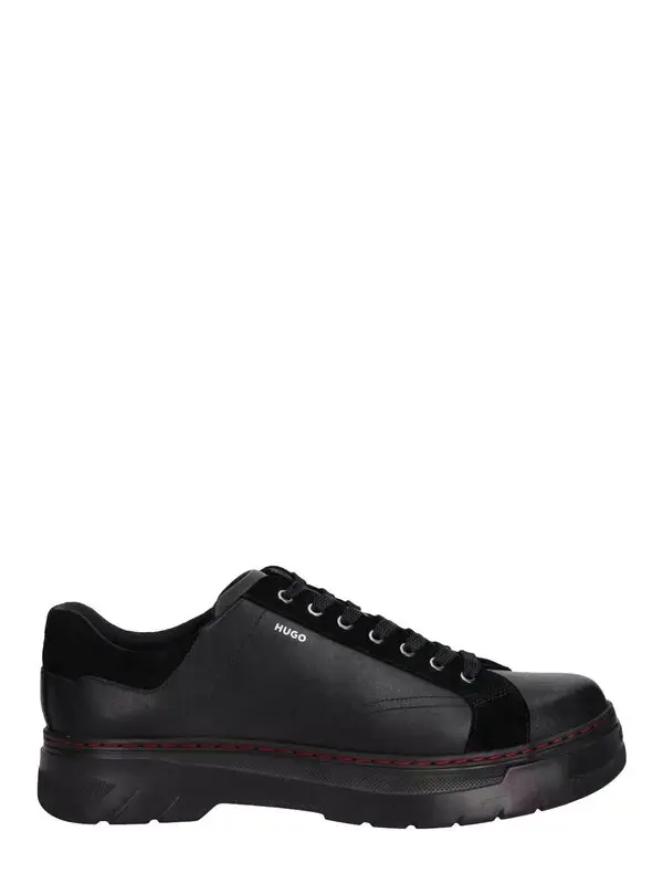 Hugo Lace-up Suede Panel Sneakers - Black