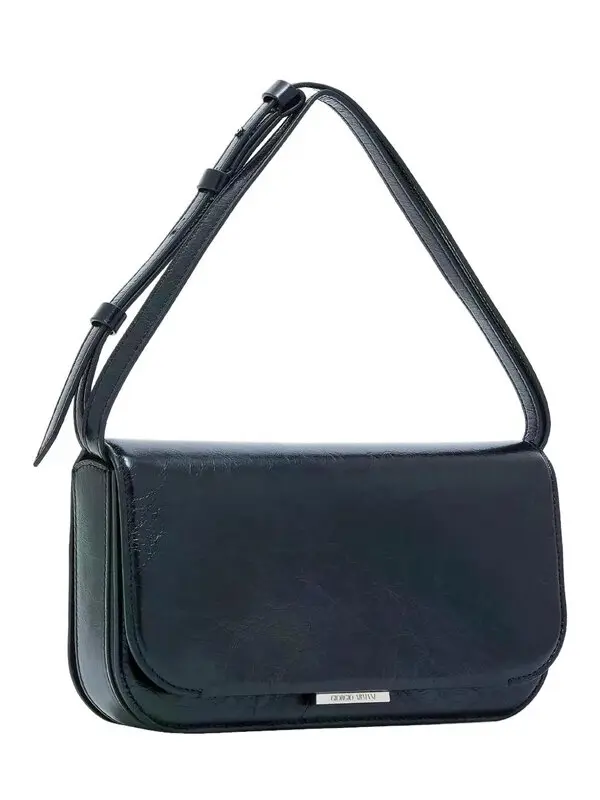 Giorgio Armani Small 10 Corso Como Patent-leather Shoulder Bag - Black