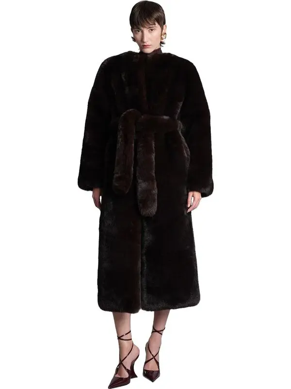 Cult Gaia Martina Fur & Shearling - Brown