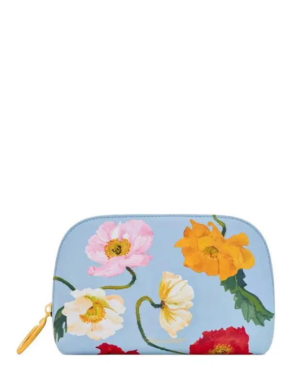Oscar De La Renta Poppy-printed Makeup Bag - Blue