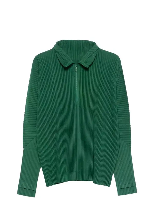 Issey Miyake Pleated Half-zip Top - Green