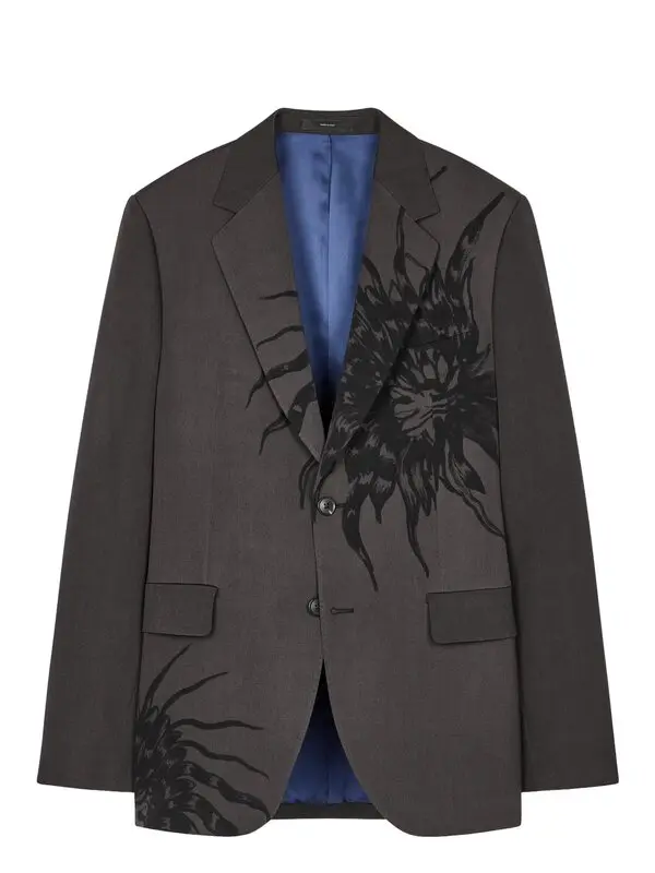 Paul Smith Charcoal 'thistleberry' Print Wool Blazer - Grey