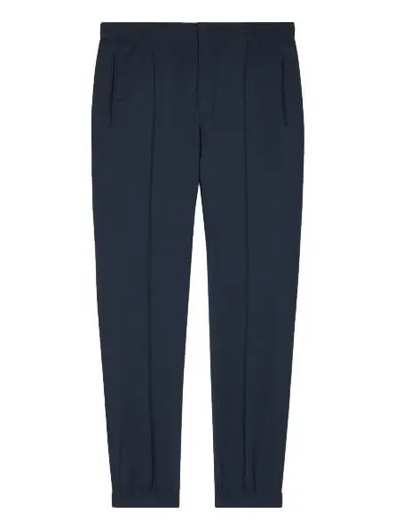 Paul Smith Seersucker Wool Elastic-waist Trousers - Blue