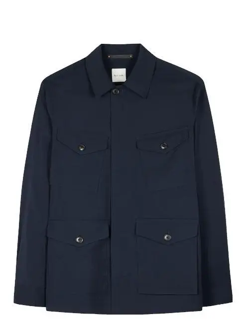 Paul Smith Stretch-wool Seersucker Field Jacket - Blue