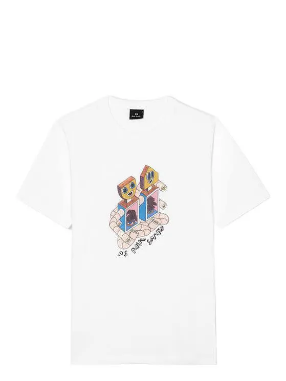 Paul Smith Organic Cotton 'robots' T-shirt - White