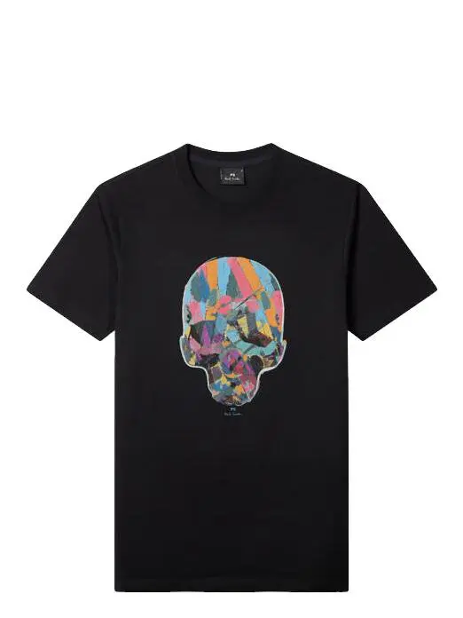 Paul Smith Organic Cotton 'multicolour Skull' T-shirt - Black