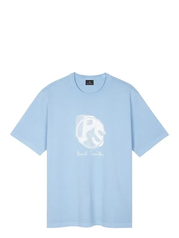 Paul Smith Pale Organic Cotton Ps Logo T-shirt - Blue