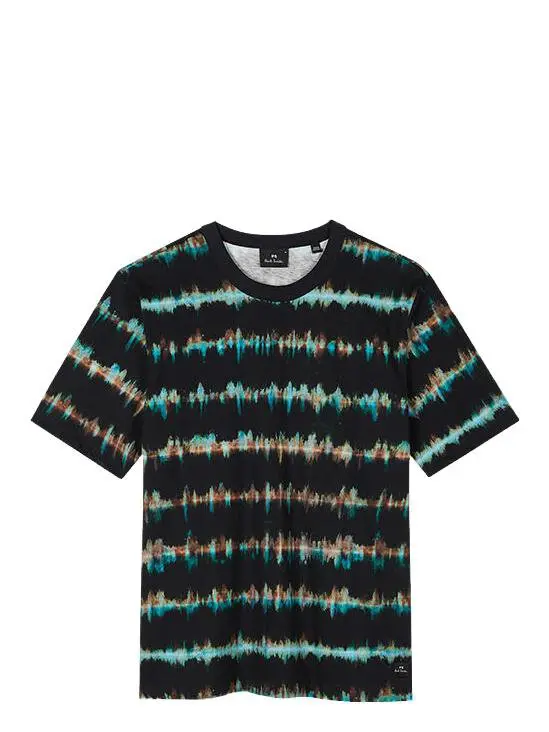 Paul Smith Organic Cotton 'blurred Stripe' T-shirt - Black