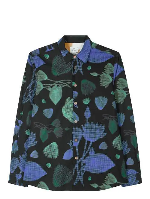 Paul Smith Navy 'half Tone Floral' Cotton Shirt - Blue