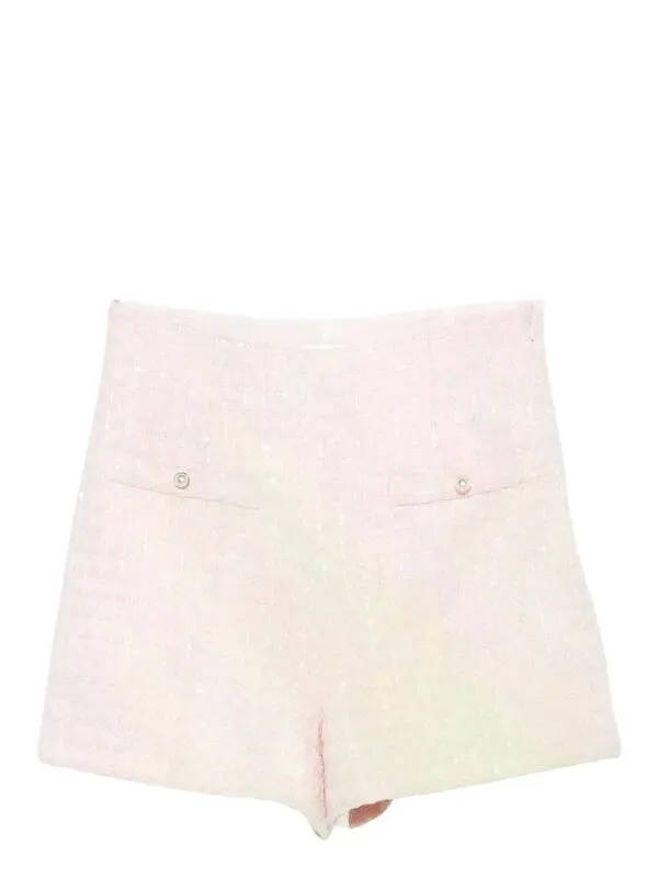 Sandro Sequin Check Tweed Shorts - Pink