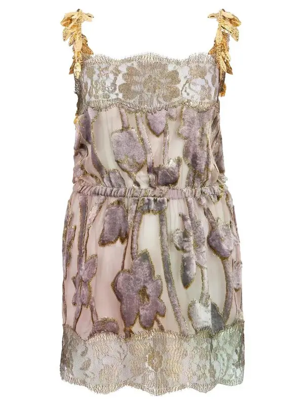 Roberto Cavalli Floral-pattern Leaf-strap Dress - Neutrals