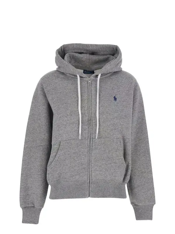 Polo Ralph Lauren Embroidered Logo Zip Hoodie - Grey
