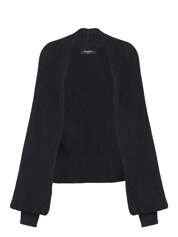 Balmain Ribbed Knit Bolero Cardigan - Black