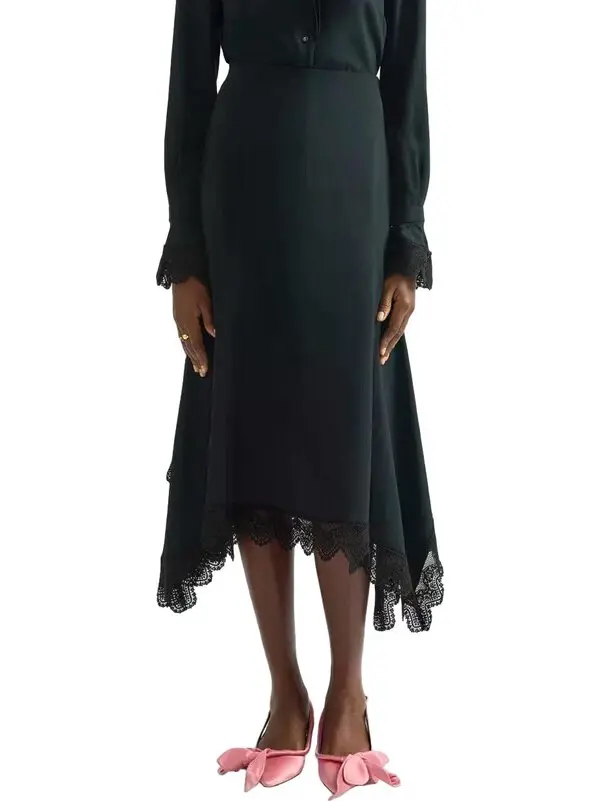 Erdem Cady Lace-trim Midi Skirt - Black