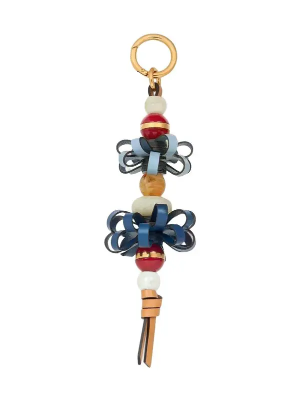 Etro Flowers-motif Marbles Leather Bag Charm - Blue