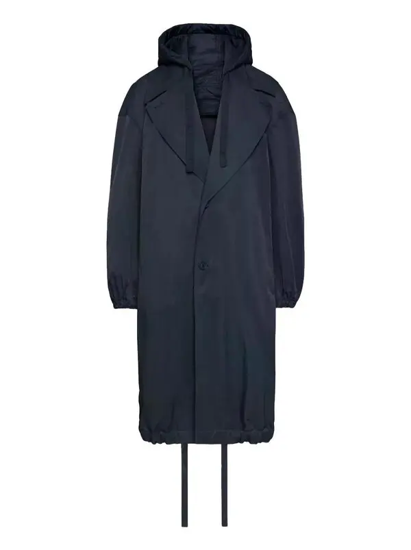 Thom Browne Windbreaker Coat With Drawstring - Blue