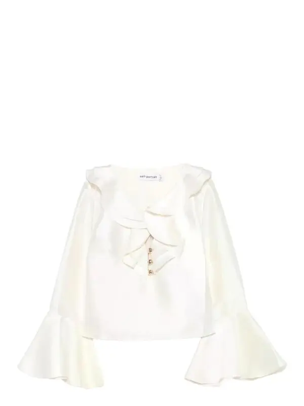 SELF-PORTRAIT Taffeta Ruffled Blouse - Neutrals