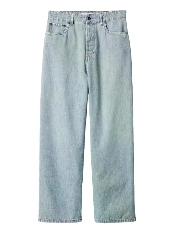Miu Miu Chambray Embroidered-logo Jeans - Blue