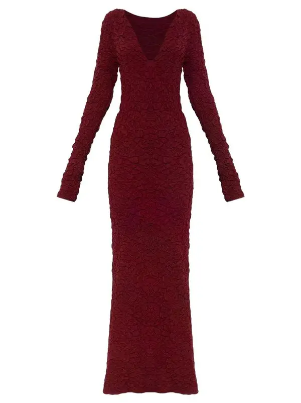BY MALENE BIRGER Venus Long Sleeve Textured Dress - Red