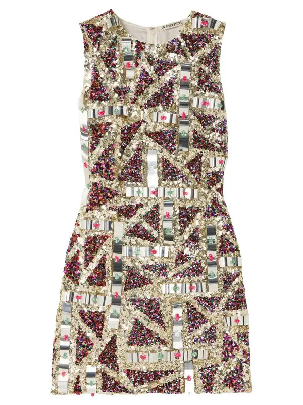 JW Anderson Embellished Sequinned Tulle Mini Dress - Multi