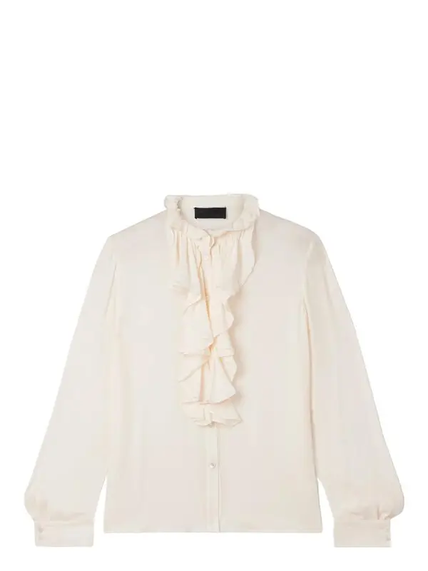 NILI LOTAN Lily Ruffled Silk-chiffon Blouse - Ivory