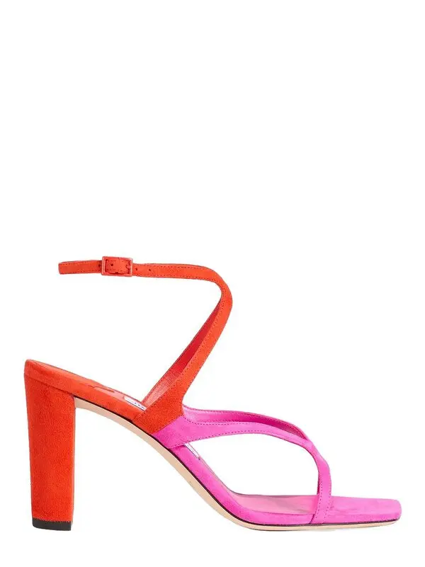 JIMMY CHOO Azie 85 Two-tone Suede Sandals - Bright Pink