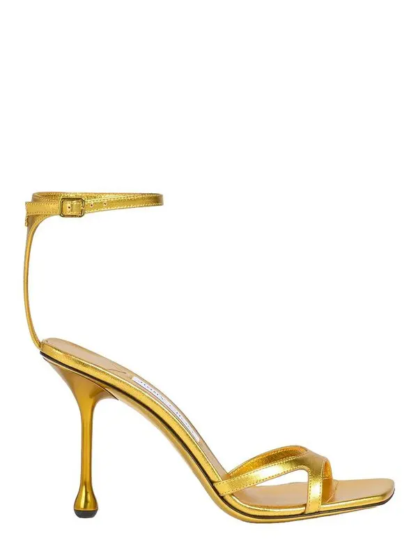 JIMMY CHOO Ixia Metallic Leather Sandals - Gold