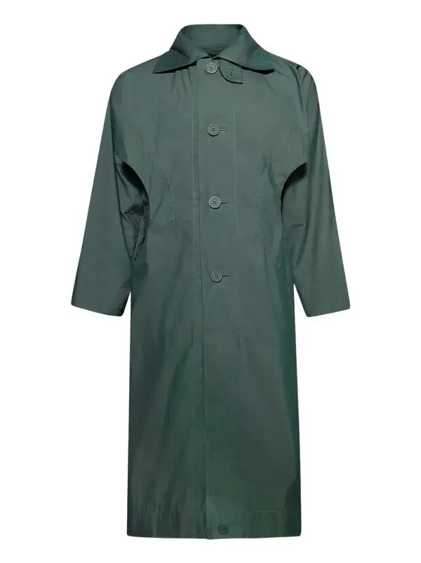 Issey Miyake Belted Coat With Button Detail - Green